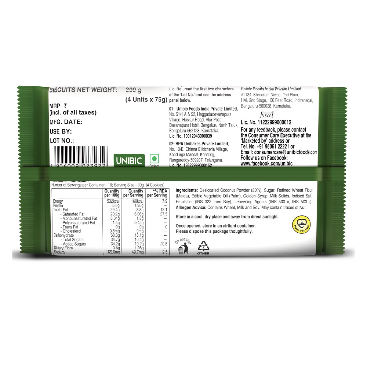 UNIBIC Danish Coconut Cookies, 300 g – Unibicestore