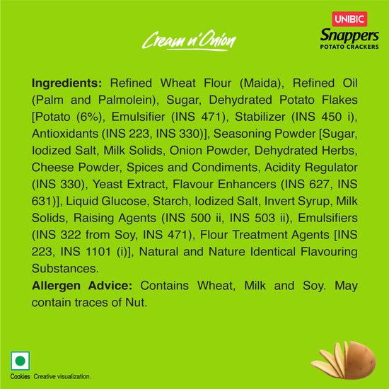 UNIBIC Snappers - Cream N' Onion Flavored Potato Biscuits, 280g ...